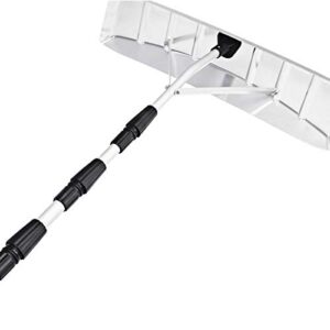 GYMAX Roof Rake,21ft Aluminum Snow Roof Rake with Twist-n-Lock Telescoping Handle & Big Blade, Extendable Roof Shovel for Snow Removal, Wet Leaf, Dribs (Silver)