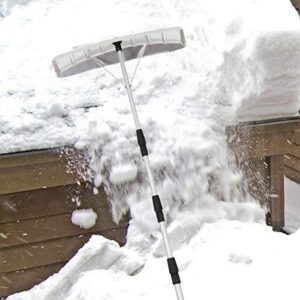 GYMAX Roof Rake,21ft Aluminum Snow Roof Rake with Twist-n-Lock Telescoping Handle & Big Blade, Extendable Roof Shovel for Snow Removal, Wet Leaf, Dribs (Silver)