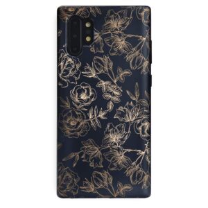 velvet caviar for samsung galaxy note 10+ plus case flower floral - cute protective phone cases for women, girls (matte black rose gold)