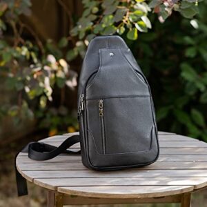 Polare Cowhide Leather Waterproof Casual Daypack Sling Shoulder Chest Crossbody Bag For Men