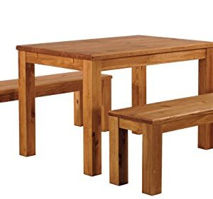 B.R.A.S.I.L.-Möbel TableChamp Dining Table Rio 63 x 31.5 Honey Solid Wood Pine Oiled Farmhouse Extension Extendable Optional