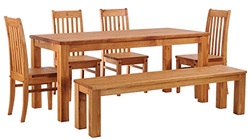 B.R.A.S.I.L.-Möbel TableChamp Dining Table Rio 63 x 31.5 Honey Solid Wood Pine Oiled Farmhouse Extension Extendable Optional