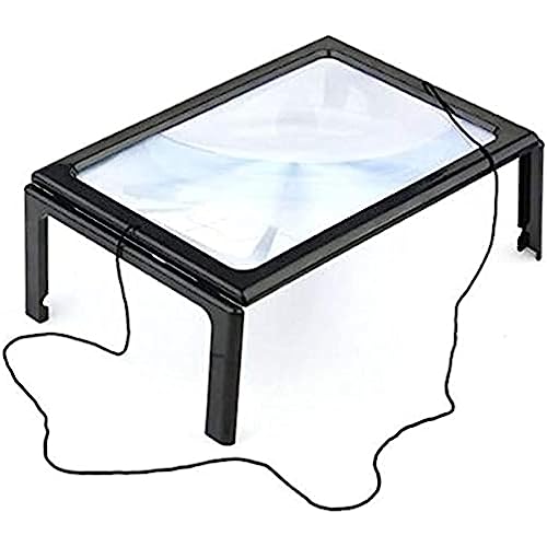 3X Large Full Page Magnifier with 12 LED Lights[Provide Evenly Lit Viewing Area], Foldable Flip-Out Legs, Dual Power Supply Modes- Ideal for Hands Free Reading, Low Vision, Seniors with Aging Eyes