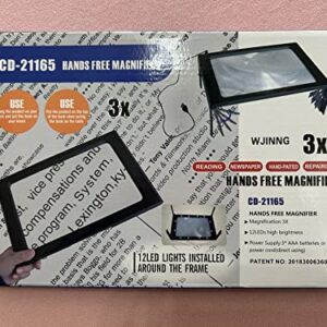 3X Large Full Page Magnifier with 12 LED Lights[Provide Evenly Lit Viewing Area], Foldable Flip-Out Legs, Dual Power Supply Modes- Ideal for Hands Free Reading, Low Vision, Seniors with Aging Eyes