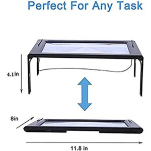 3X Large Full Page Magnifier with 12 LED Lights[Provide Evenly Lit Viewing Area], Foldable Flip-Out Legs, Dual Power Supply Modes- Ideal for Hands Free Reading, Low Vision, Seniors with Aging Eyes