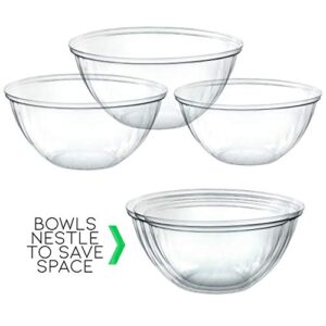 PLASTICPRO Disposable Round Crystal Clear Serving Bowls For Party Snack or Salad, Plastic Clear Chip Bowls, Candy Dish (2, 48 OUNCE)