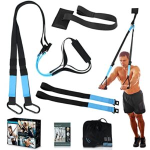 keafols bodyweight fitness resistance suspension kit extension strap door anchors, powerlifting strength workout straps full body complete home gym body core exercise