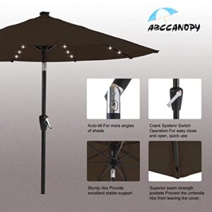 ABCCANOPY Durable Solar Led Patio Umbrellas with 32LED Lights 9FT (Brown)