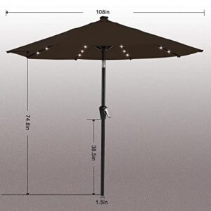 ABCCANOPY Durable Solar Led Patio Umbrellas with 32LED Lights 9FT (Brown)