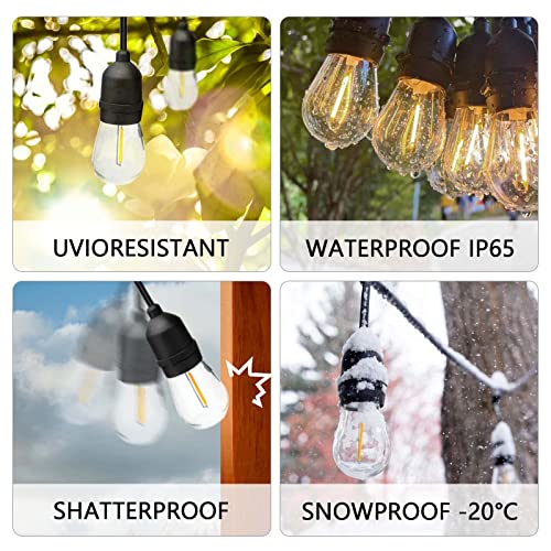 Visther 30-Pack Outdoor String Light Bulbs, Waterproof S14 Replacement Bulb, E26 Base, 1W 120V, 2700K Warm White