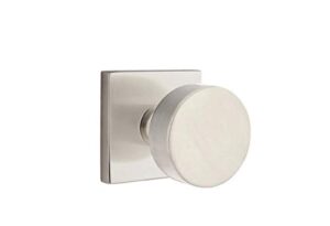 emtek square rosette passage set with matching finish round knob - choice of 7 finishes - 5110rouus15 - satin nickel (us15)