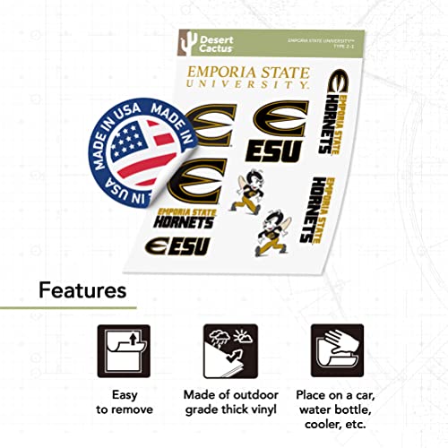 Emporia State University Sticker Hornets ESU Stickers Vinyl Decals Laptop Water Bottle Car Scrapbook T2 (Type 2)