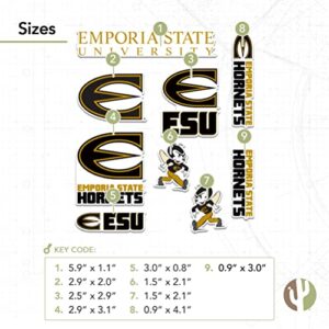 Emporia State University Sticker Hornets ESU Stickers Vinyl Decals Laptop Water Bottle Car Scrapbook T2 (Type 2)