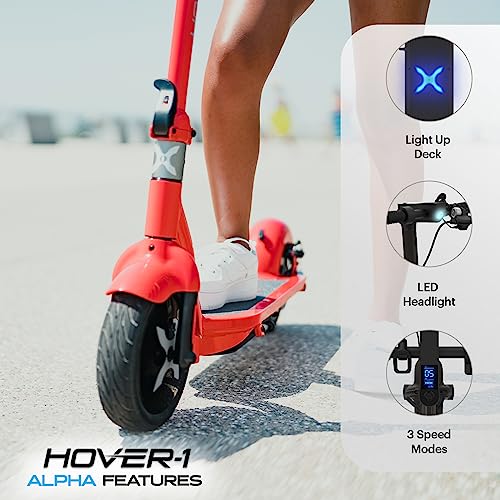 Hover-1 Alpha Foldable Electric Scooter with 450W Brushless Motor, 18 mph Max Speed, 10” Air-Filled Tires and 12 Mile Range