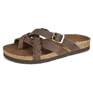 white mountain women's harrington footbed sandal, brown/leather, 10 m