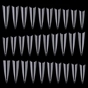 600pcs stiletto nail tips for acrylic nails long false nails clear fakes nails half cover false nail tips