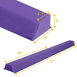 ZENY 6ft Folding Gymnastics Balance Beam Foam Floor Balance Beam Bar with Anti-slip Base Walking Beams Home Gymnastics Equipment for Kids Adults