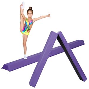 zeny 6ft folding gymnastics balance beam foam floor balance beam bar with anti-slip base walking beams home gymnastics equipment for kids adults