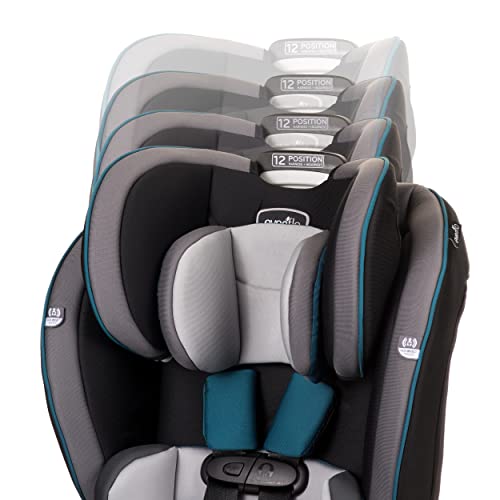 Evenflo EveryKid 4-in-1 Convertible Car Seat Featuring 12-Position Headrest, Two Integrated Cup Holders, and Machine-Washable Fabric (Ontario Gray)