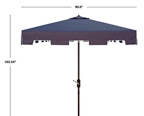 Safavieh PAT8400A Outdoor Zimmerman Navy and White 7'6" Square Market UV Protected Umbrella