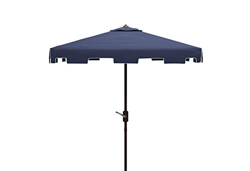 Safavieh PAT8400A Outdoor Zimmerman Navy and White 7'6" Square Market UV Protected Umbrella