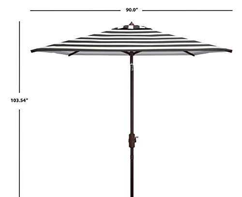 Safavieh PAT8404A Outdoor Iris Fashion Line Black and White 7'6" Square UV Protected Umbrella