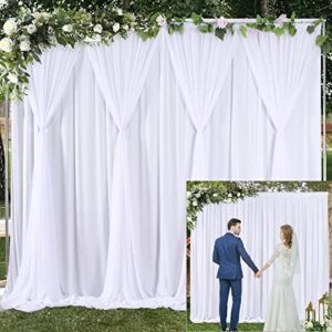 10 ft x 7 ft white tulle backdrop curtains for weddings bridal shower birthday 2 layers wrinkle free white backdrop thick drapes for photography decorations 5 ft x 7 ft, 2 panels