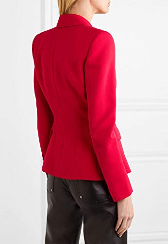 chouyatou Women's Vintage Double Breasted Slim Fit Dress Suit Blazer Jacket (Large, Red)