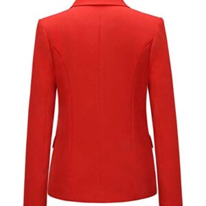 chouyatou Women's Vintage Double Breasted Slim Fit Dress Suit Blazer Jacket (Large, Red)