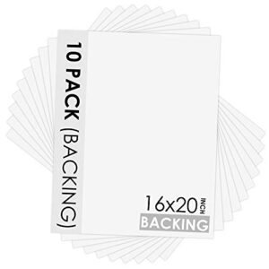 mat board center, 16x20 uncut backer boards - full sheet - for art, prints, photos, prints and more, white backing, 10-pack