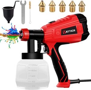 yattich paint sprayer, high power hvlp spray gun, with 5 copper nozzles & 3 patterns, easy to clean, for furniture, fence, car, bicycle, chair etc. yt-191