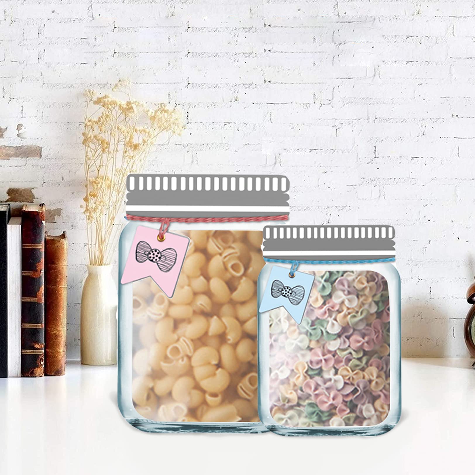 Enkrio 20 Pcs Mason Jar Bags Cute Jar Zipper Bag Reusable Food Storage Bags Snack Bags Sandwich Bags Mason Jar Bottles Bag Leak-Proof Airtight Sealed Storage Bags for Kitchen Travel Camping