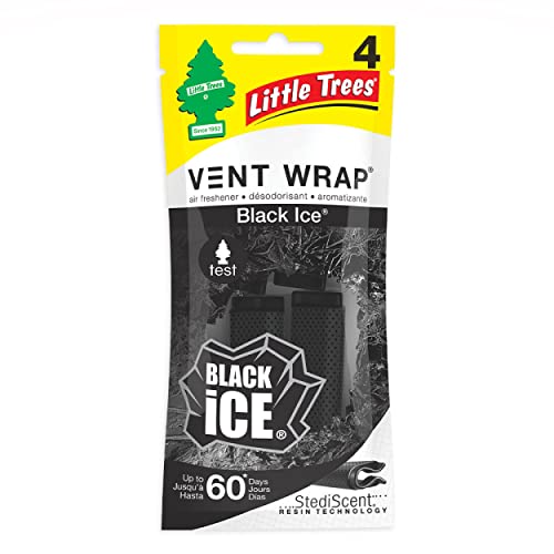 LITTLE TREES Car Air Freshener. Vent Wrap Provides Long-Lasting Scent, Slip on Vent Blade. Black Ice, 16 Air Fresheners