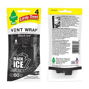 LITTLE TREES Car Air Freshener. Vent Wrap Provides Long-Lasting Scent, Slip on Vent Blade. Black Ice, 16 Air Fresheners