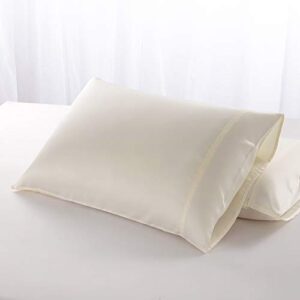 MEILA Silky Satin Pillowcase for Hair and Skin, Ultra-Soft Washed Silk Pillow Cases King Size Set of 2, Ivory