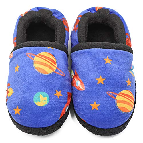 Boys Home Slippers Kids Warm Bedroom Slippers Fur Lined Winter Indoor Shoes (Toddler/Little Kid/Big Kid)