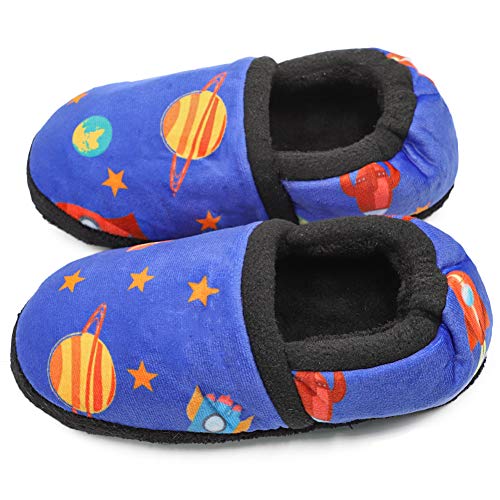 Boys Home Slippers Kids Warm Bedroom Slippers Fur Lined Winter Indoor Shoes (Toddler/Little Kid/Big Kid)