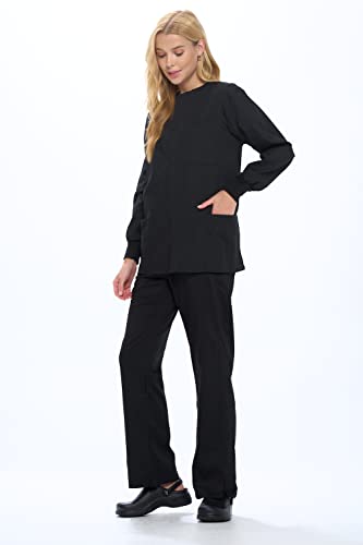 Natural Uniforms Warm Up Scrub Jacket-Black-Medium