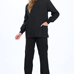 Natural Uniforms Warm Up Scrub Jacket-Black-Medium