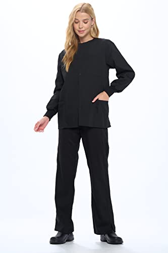 Natural Uniforms Warm Up Scrub Jacket-Black-Medium