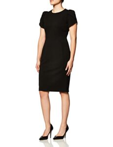 calvin klein women's tulip sleeved sheath dress, black 3, 14