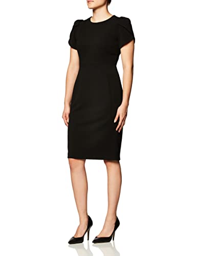 Calvin Klein Women's Tulip Sleeved Sheath Dress, Black 3, 14