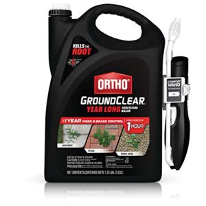 ortho groundclear year long vegetation killer - with continuous spray comfort wand, visible results in 1 hour, kills weeds and grasses to the root, up to 1 year of weed and grass control, 1.33 gal.