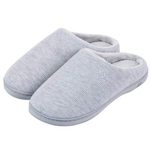 dl womens memory foam slippers, cozy slip on bedroom/house slippers for indoor outdoor, comfy women's warm soft flannel lining home slippers size 7-8 grey