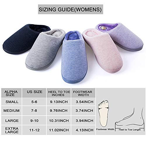 DL Womens Memory Foam Slippers, Cozy Slip on Bedroom/House Slippers For Indoor Outdoor, Comfy Women's Warm Soft Flannel Lining Home Slippers Size 7-8 Grey