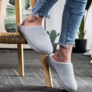 DL Womens Memory Foam Slippers, Cozy Slip on Bedroom/House Slippers For Indoor Outdoor, Comfy Women's Warm Soft Flannel Lining Home Slippers Size 7-8 Grey