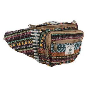 hemp fanny pack,adjustable waist and multiple pockets,waist bag & for all purpose (multicolored)