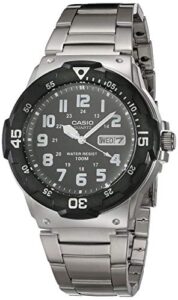 casio men's diver style quartz watch with stainless steel strap, silver, 23.8 (model: mrw-200hd-1bvcf)