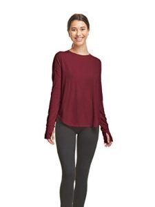 c9 champion women's fashion long sleeve t-shirt, mulled berry, l