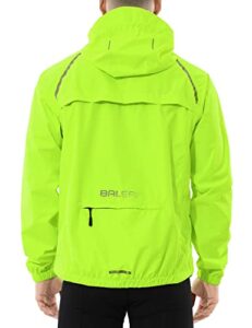 baleaf mens cycling rain jacket windbreaker waterproof running gear golf mountain biking hood lightweight reflective yellow 2xl